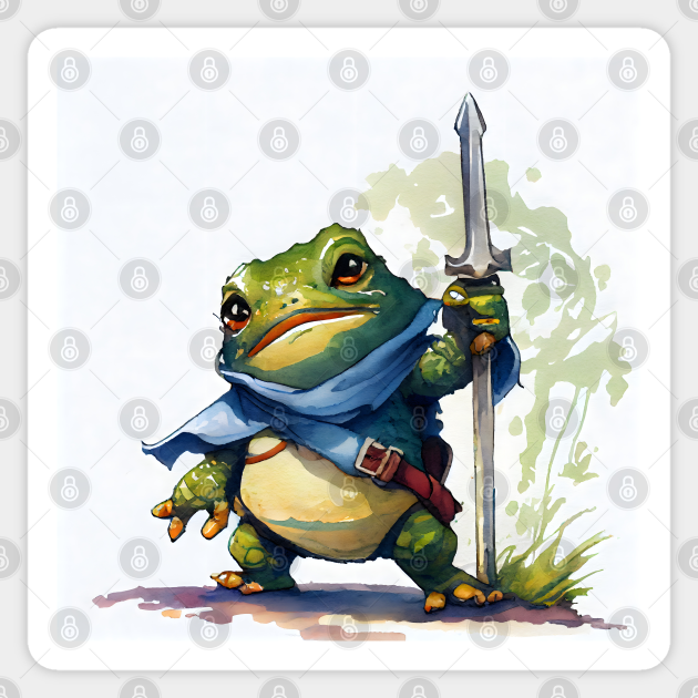 Cute Watercolor Frog Bullywug - Cute - Sticker | TeePublic