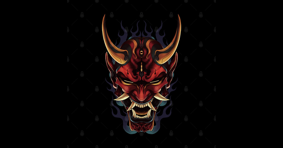 Red Oni Mask - Oni Mask Japanese Mask - Sticker | TeePublic