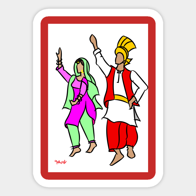Punjabi couple - Punjabi Dance - Sticker | TeePublic