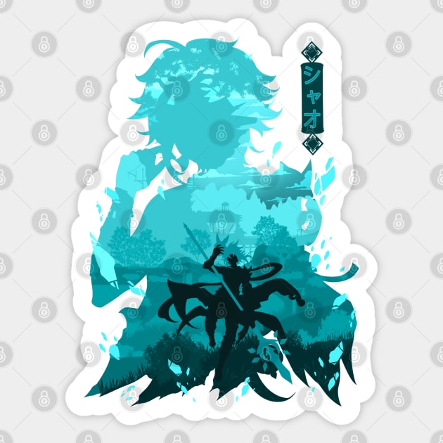 GENSHIN IMPACT XIAO NEGATIVE SPACE - Xiao - Sticker | TeePublic