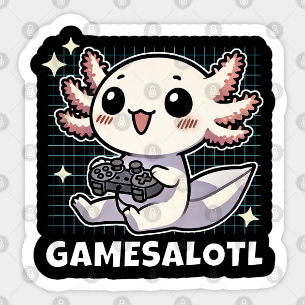 Gamesalotl Cute Kawaii Axolotl Gamer - Funny Axolotl - Sticker | TeePublic