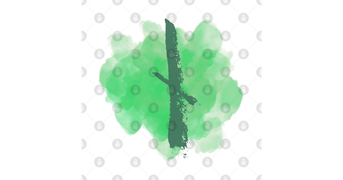 Rune Naudiz On Water Green Watercolor (Runes and Watercolors) - Runes ...