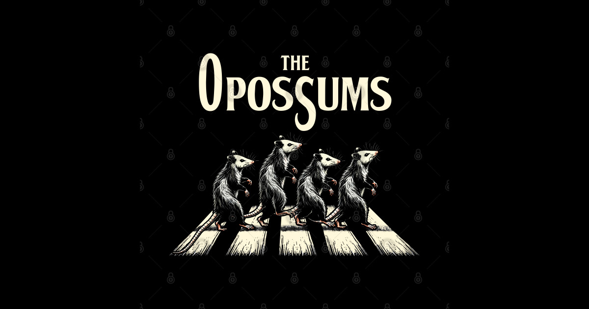 Retro Opossum Crossing Road Rock Music Cute Possum Funny Opossum ...