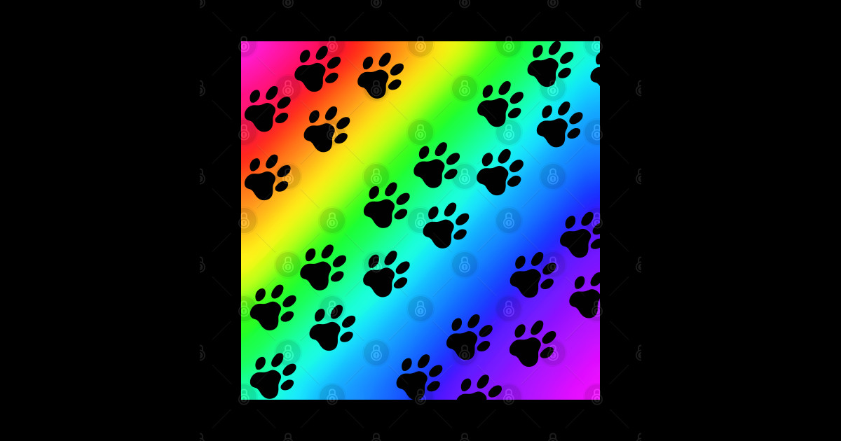 Rainbow paw prints - Paw Print - Magnet | TeePublic