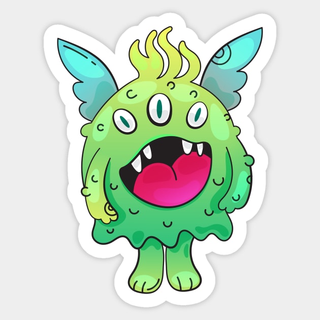 Flying Monster Character - Monster Doodle - Sticker | TeePublic