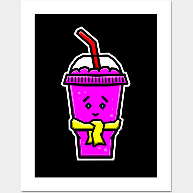 Cute and Cold Ice Slushie in Pink Strawberry Flavour with a Scarf ...