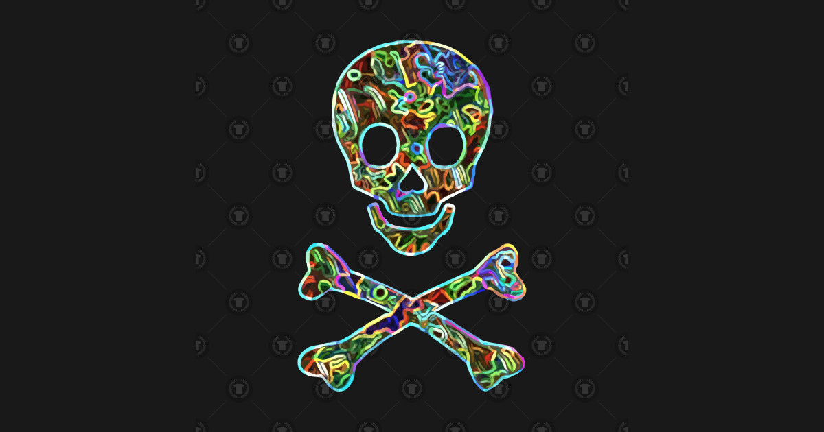 Neon Skull and Crossbones - Skull And Crossbones - Sticker | TeePublic