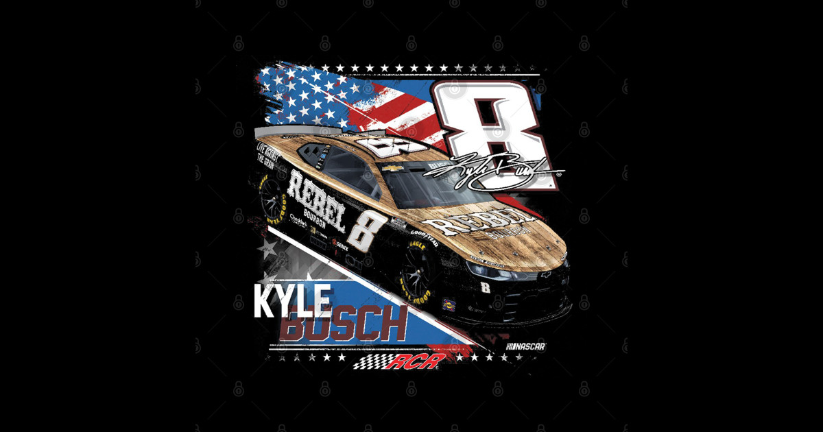 Kyle Busch Rebel Bourbon Patriotic Car - Kyle Busch - Sticker | TeePublic