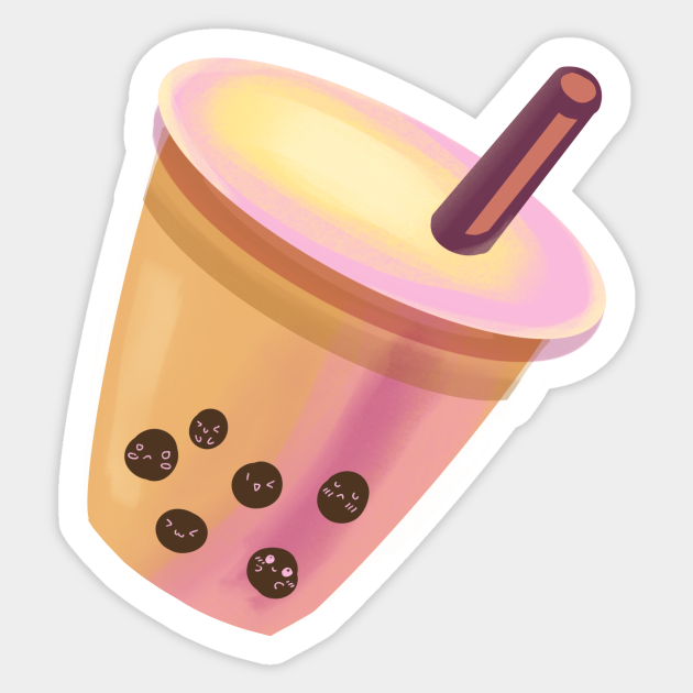 Sunset Boba Face - Boba - Sticker | TeePublic