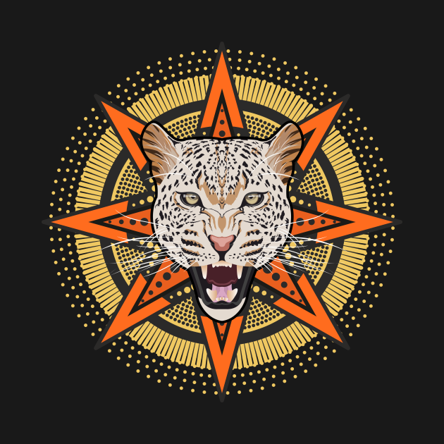Leopard face with geometric shapes - Leopard - T-Shirt | TeePublic