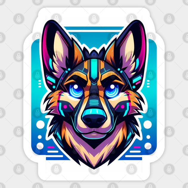 Cyberpunk Neon Furry Anthro German Shepherd - Furry - Sticker | TeePublic