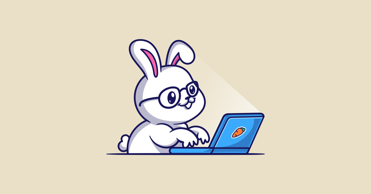 Cute Rabbit Working On Laptop Cartoon - Cute Rabbit Working On Laptop ...