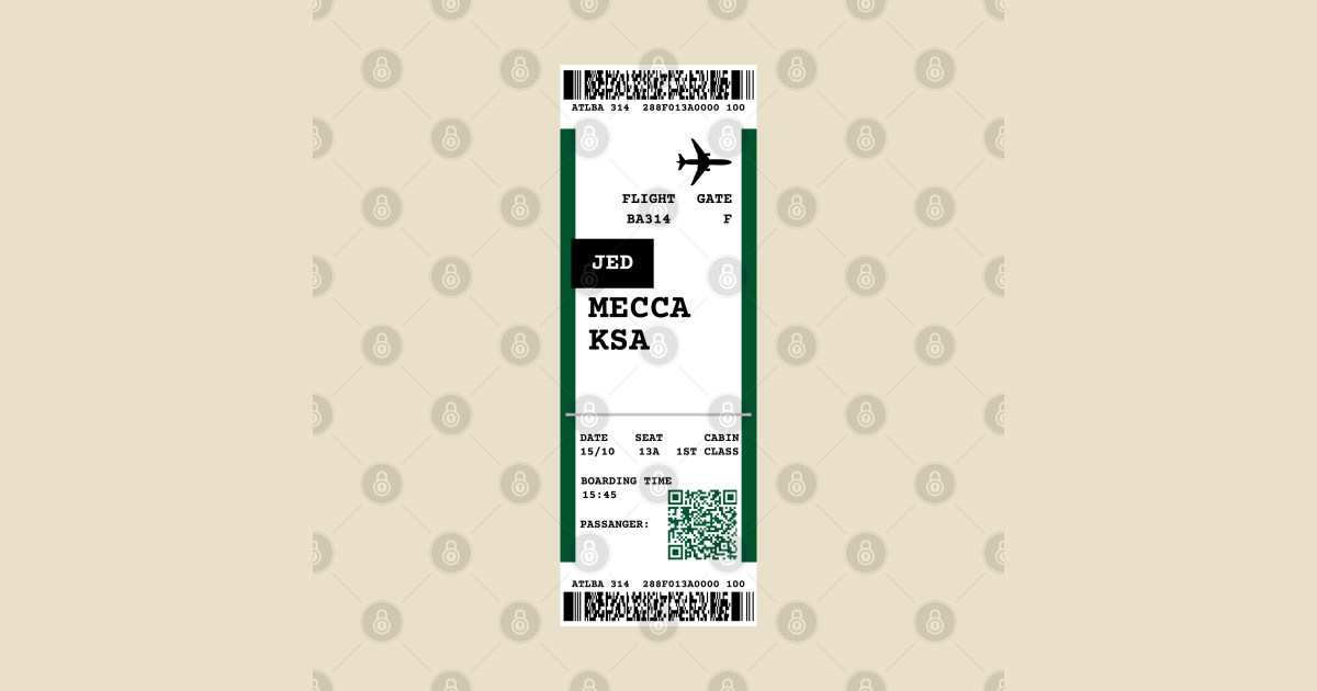 Mecca boarding pass for hajj or umrah - Boarding Pass - T-Shirt | TeePublic