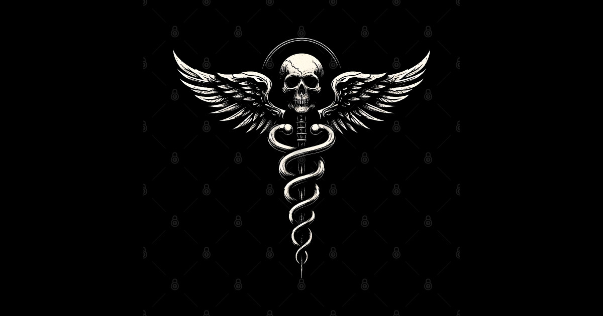 Creepy Gothic Caduceus - Gothic Caduceus - Posters and Art Prints ...