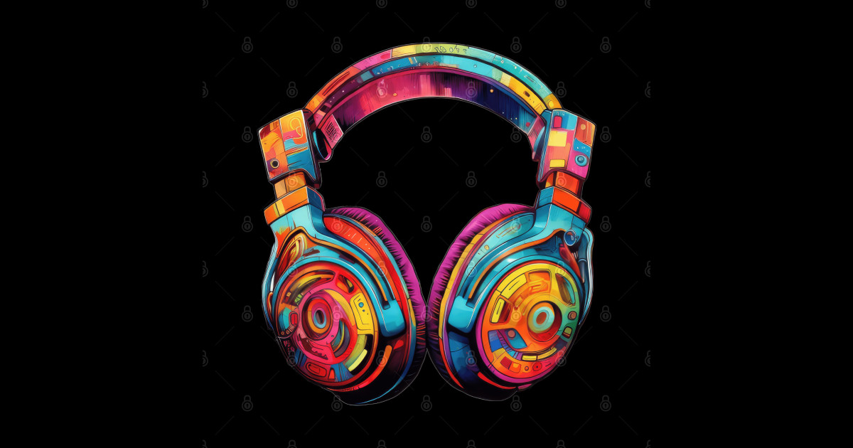 Retro Hip Hop 3D Headset. - Retro Design - Sticker | TeePublic