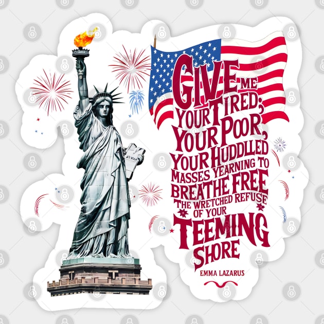 Statue of liberty, The new colossus poem, by Emma Lazarus USA flag tee ...