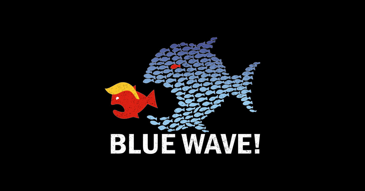 Blue Wave 2024 Funny Big Fish Eat Little Fish Trump Harris - Trump ...