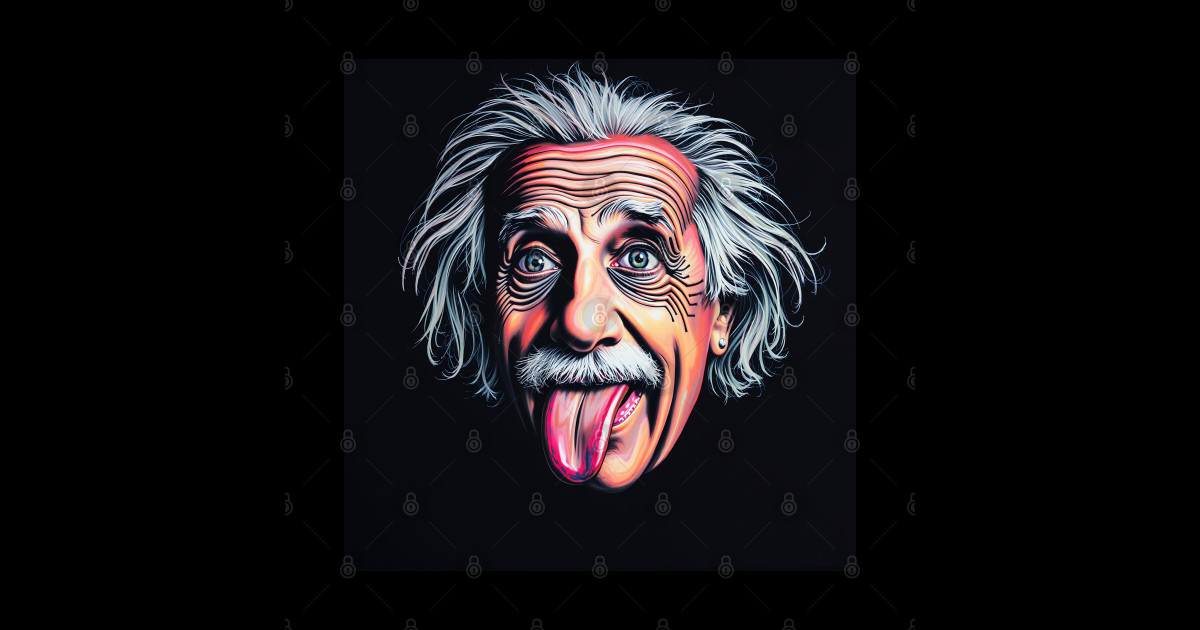 Psychedelic Einstein's Tongue Portrait with Abstract Kaleidoscope ...