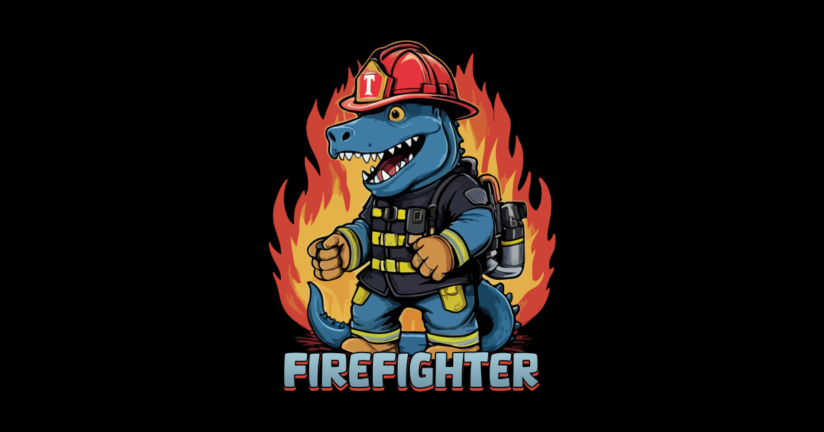 Firesaurus Dinosaur Firefighter Gift - Firesaurus - Sticker | TeePublic