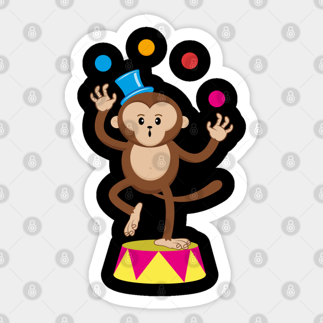 Funny Juggling Circus Monkey Ape T-Shirt Gift - Monkey - Sticker ...