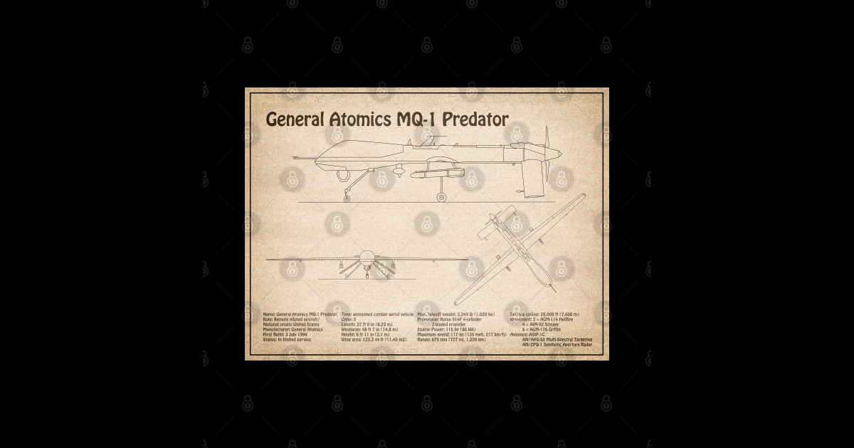 General Atomics MQ-1 Predator - Airplane Blueprint Plans - SD ...