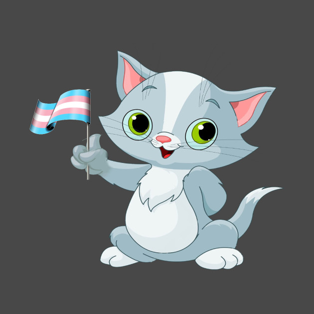 Cat Holding Transgender Flag - Transgender - T-Shirt | TeePublic