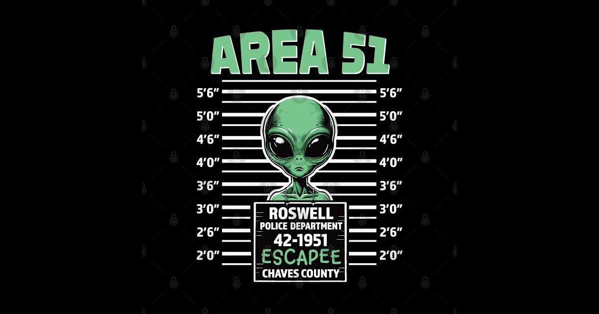 Alien Mugshot Area 51 Escapee Vintage Roswell Novelty - Area 51 ...