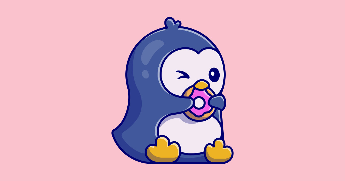 Cute Penguin Eating Doughnut Cartoon - Cute Penguin Eating Doughnut ...