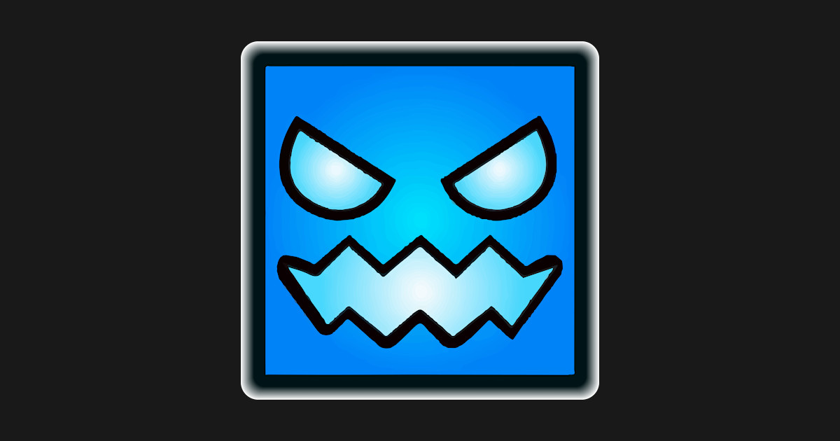 Blue Angry Geometry Dash - Geometry Dash - T-Shirt | TeePublic