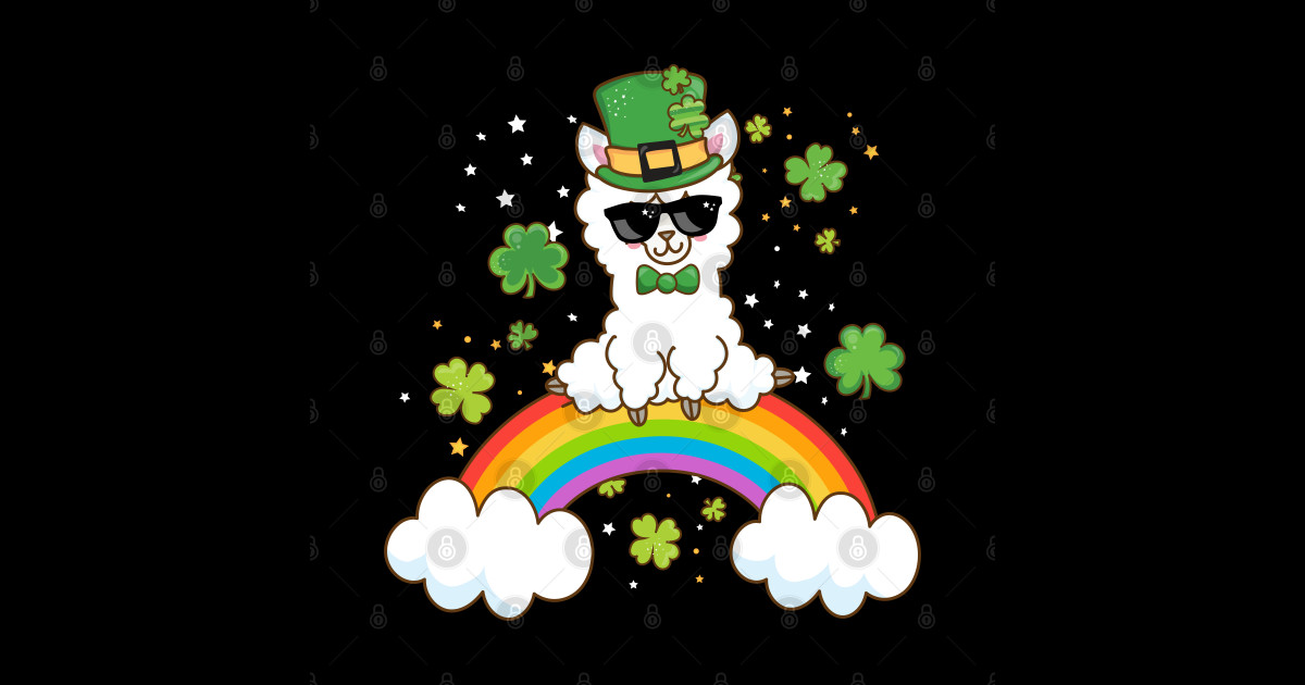 Kawaii Llama on Rainbow St Patricks Day - Llama St Patricks Day ...