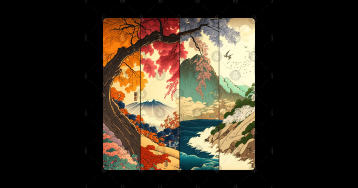 Japanese seasons fantasy - Japanese Seasons Fantasy - T-Shirt | TeePublic