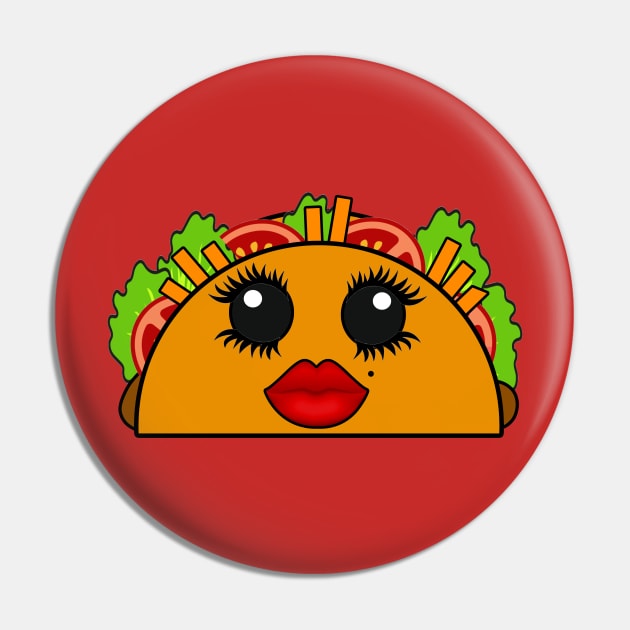 Cute Kawaii Taco - Cute Kawaii Taco - Pin | TeePublic