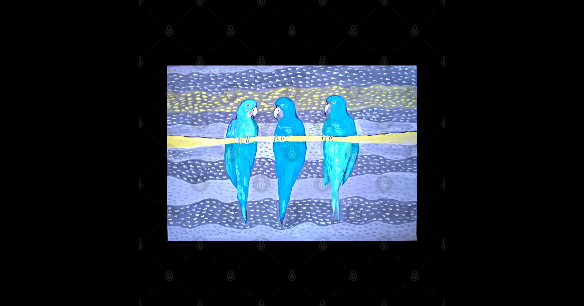 Blue parrots, drawing by hand. - Parrots - Posters and Art Prints ...