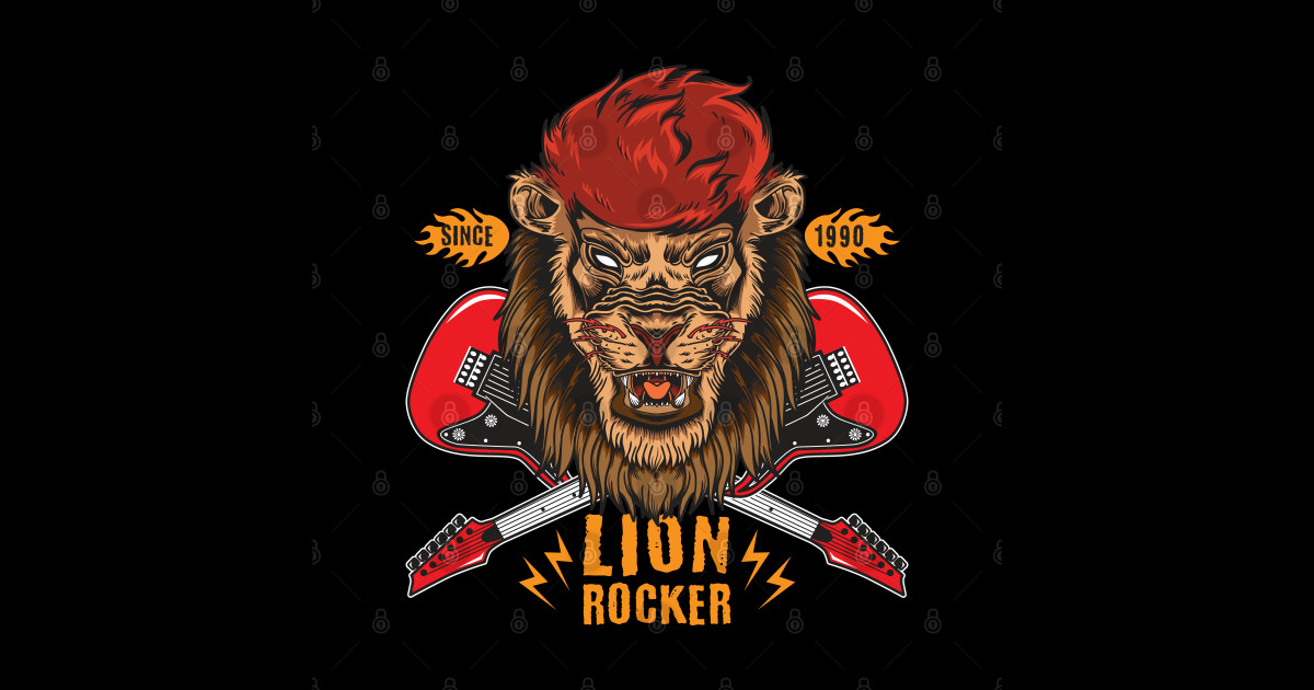 Retro Lion Rocker - Retro Lion Rocker - Sticker | TeePublic