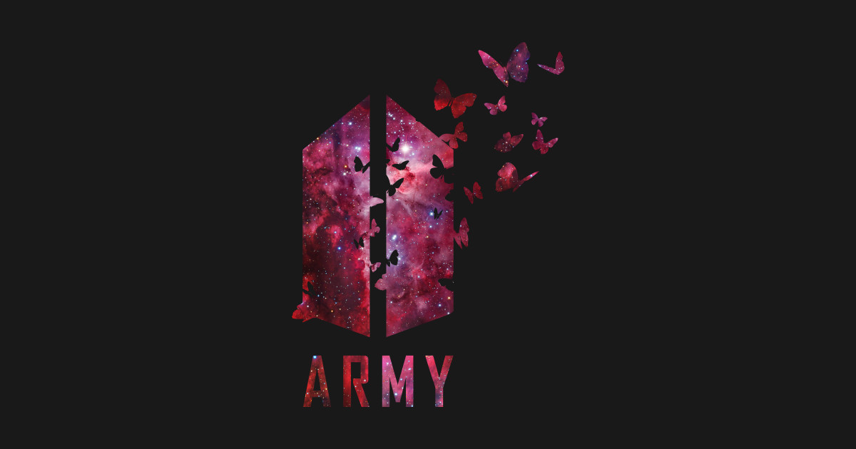 BTS Army logo with destructive butterfly (red galaxy) | Kpop Army - Bts ...