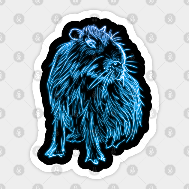 Blue glowing capybara - Capybara - Sticker | TeePublic