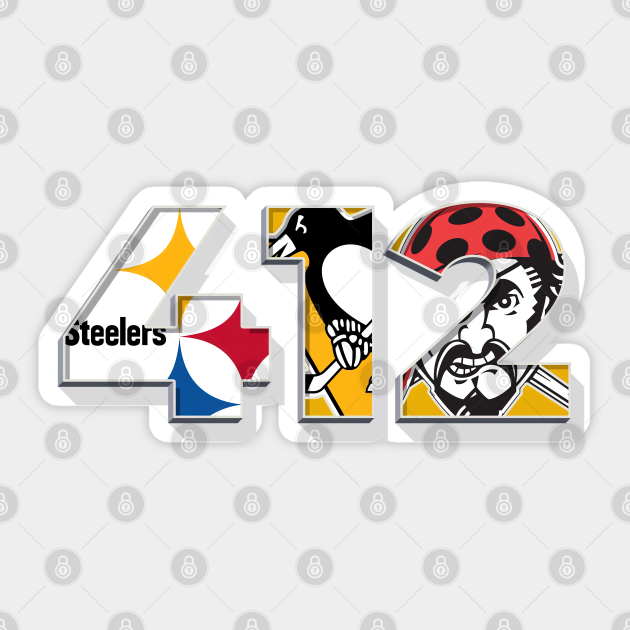 Area Code - 412 - Sports Teams for Pittsburgh - Pittsburgh - Sticker ...