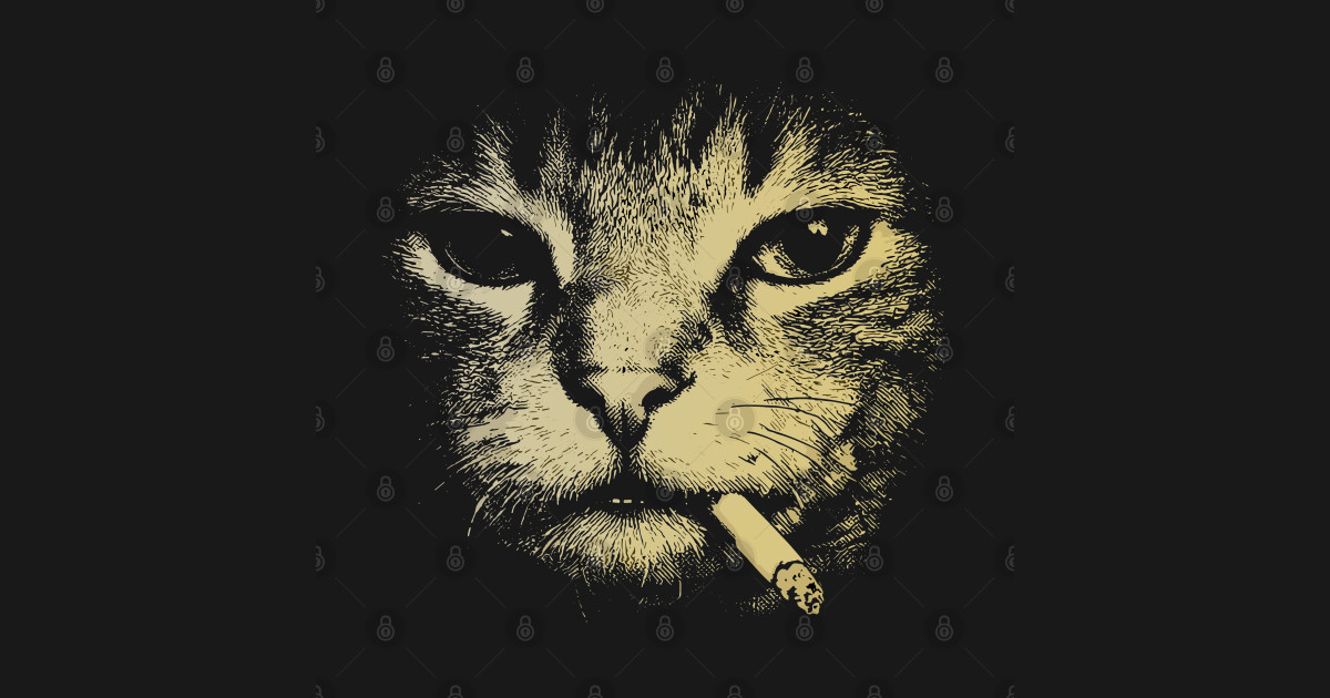 Cat Smoking Cigarette Funny Cat Meme - Cat Smoking Cigarette - T-Shirt ...
