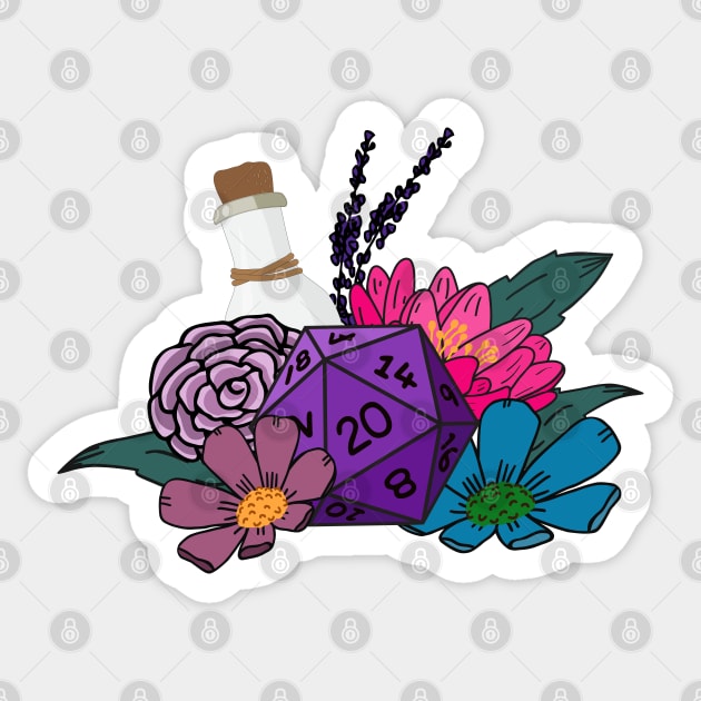 DND dice and flowers - Dnd Dice - Sticker | TeePublic