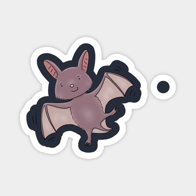 Cute happy baby bat flying cartoon illustration - Bat - Magnet | TeePublic
