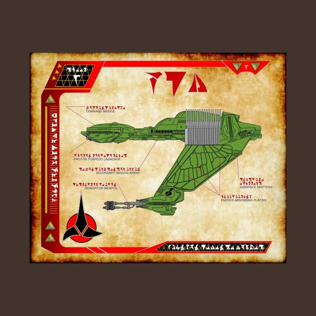 Alien Scout Ship Parchment Blueprint - Profile - Starship - T-Shirt ...