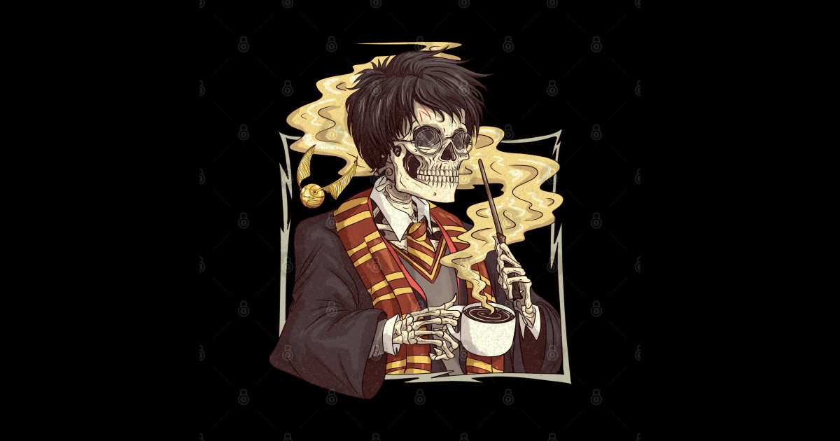 Skeleton Wizard’s Magical coffee" - Wizard - Sticker | TeePublic