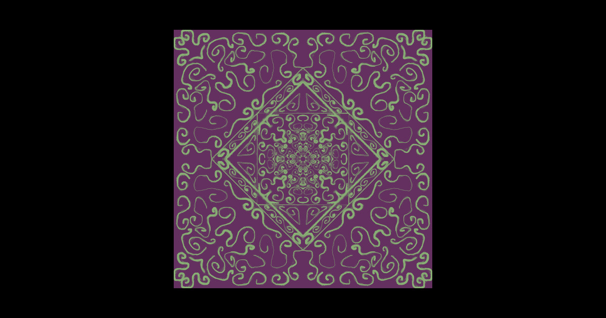Batik Inspired Mint Pattern on a Purple Background - Curves - Sticker ...
