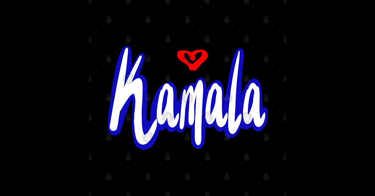 Kamala popular girls woman first name in white and blue with red heart ...