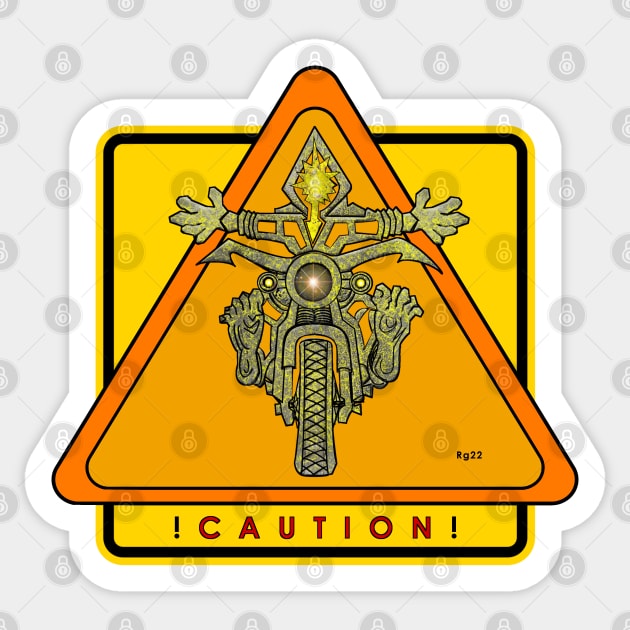 Biker Cool Cartoon Caution Sign - Motorcycles - Sticker | TeePublic