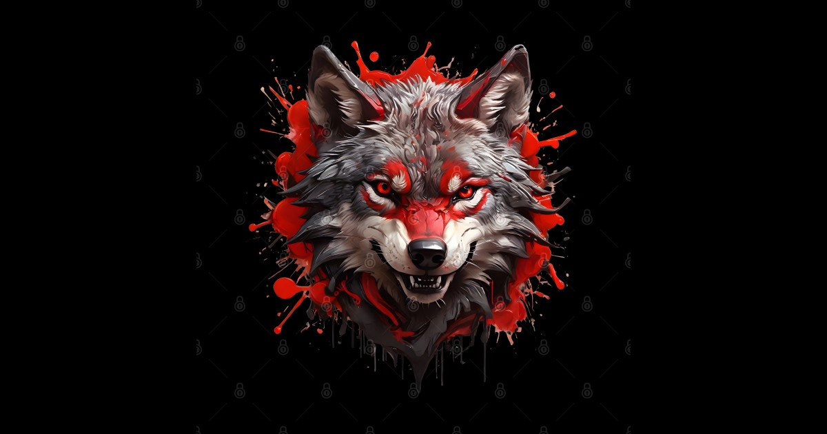 Red wolf head splash art - Red Wolf - Sticker | TeePublic