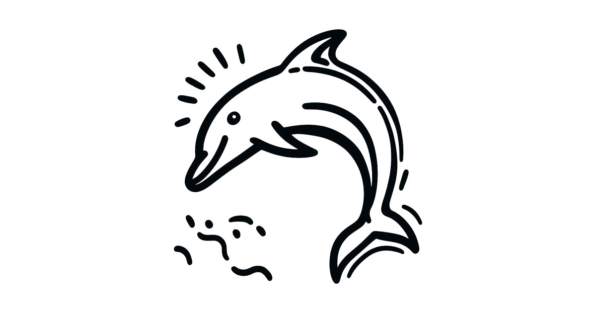 Stick Figure of a Dolphin in Black Ink - Stick Figure Dolphin - T-Shirt ...