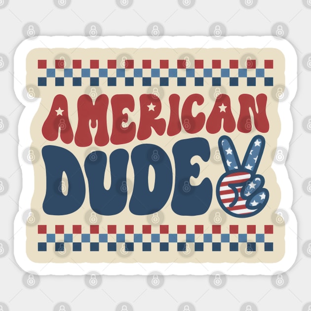 American Dude Peace Sign - Patriotic - Sticker | TeePublic