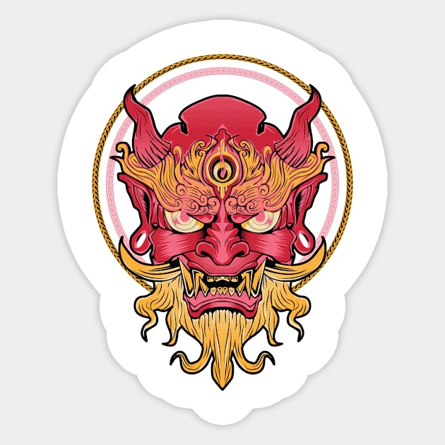 Oni Mask Red - Oni Mask - Sticker | TeePublic