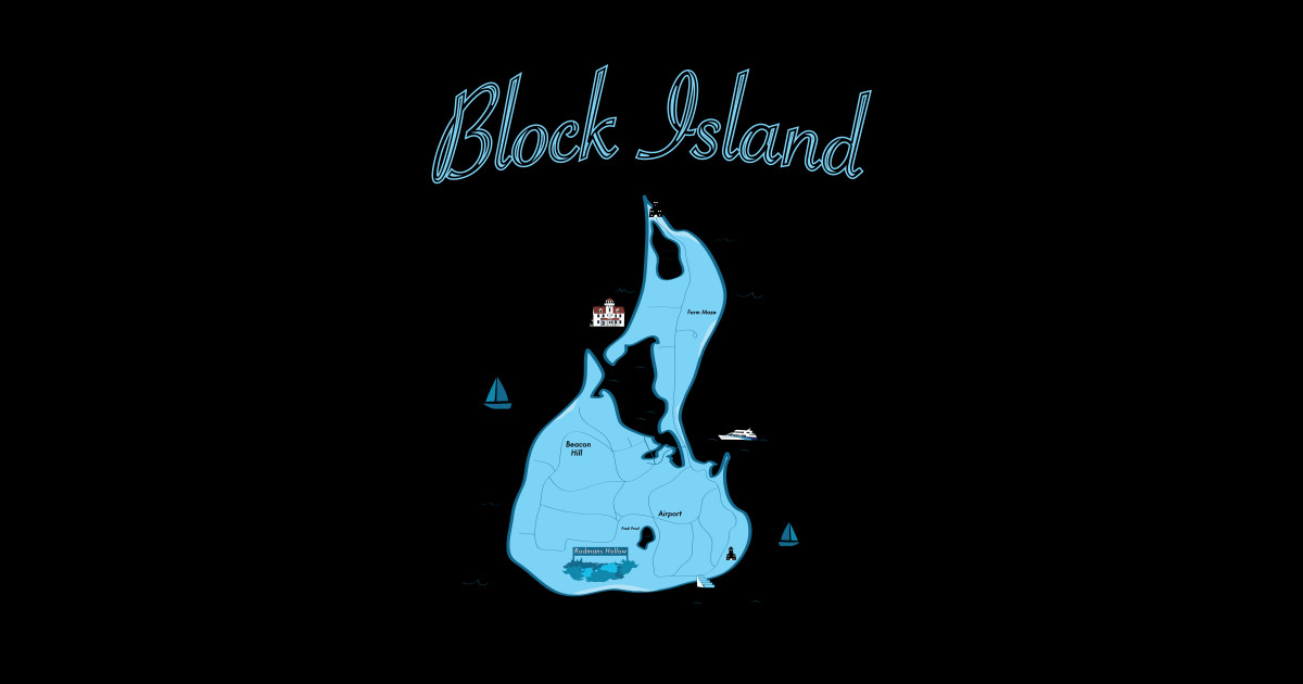 Block Island Map- Rhode Island - Block Island - Posters and Art Prints ...